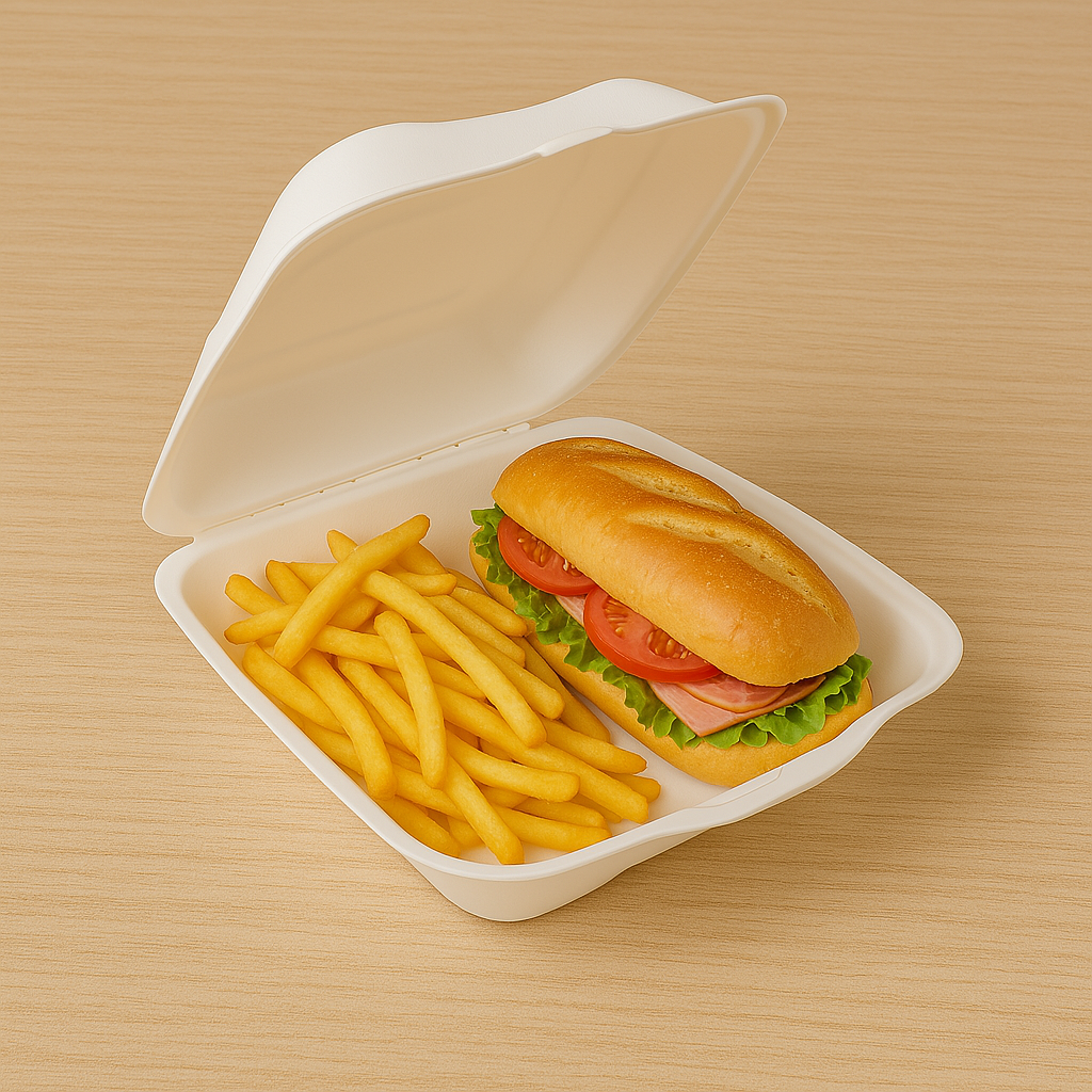 Formulated Molded Fiber Clamshell Container, White, 8", N/A PFAS, 1/CS ...